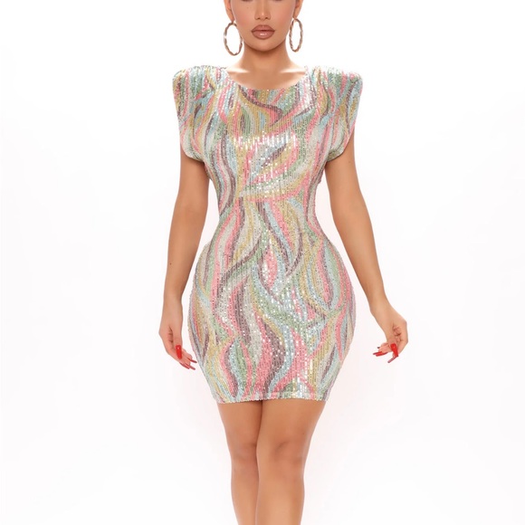 Fashion Nova | Dresses | Hailey Sequin Mini Dress Multi Color By Fashion Nova | Poshmark